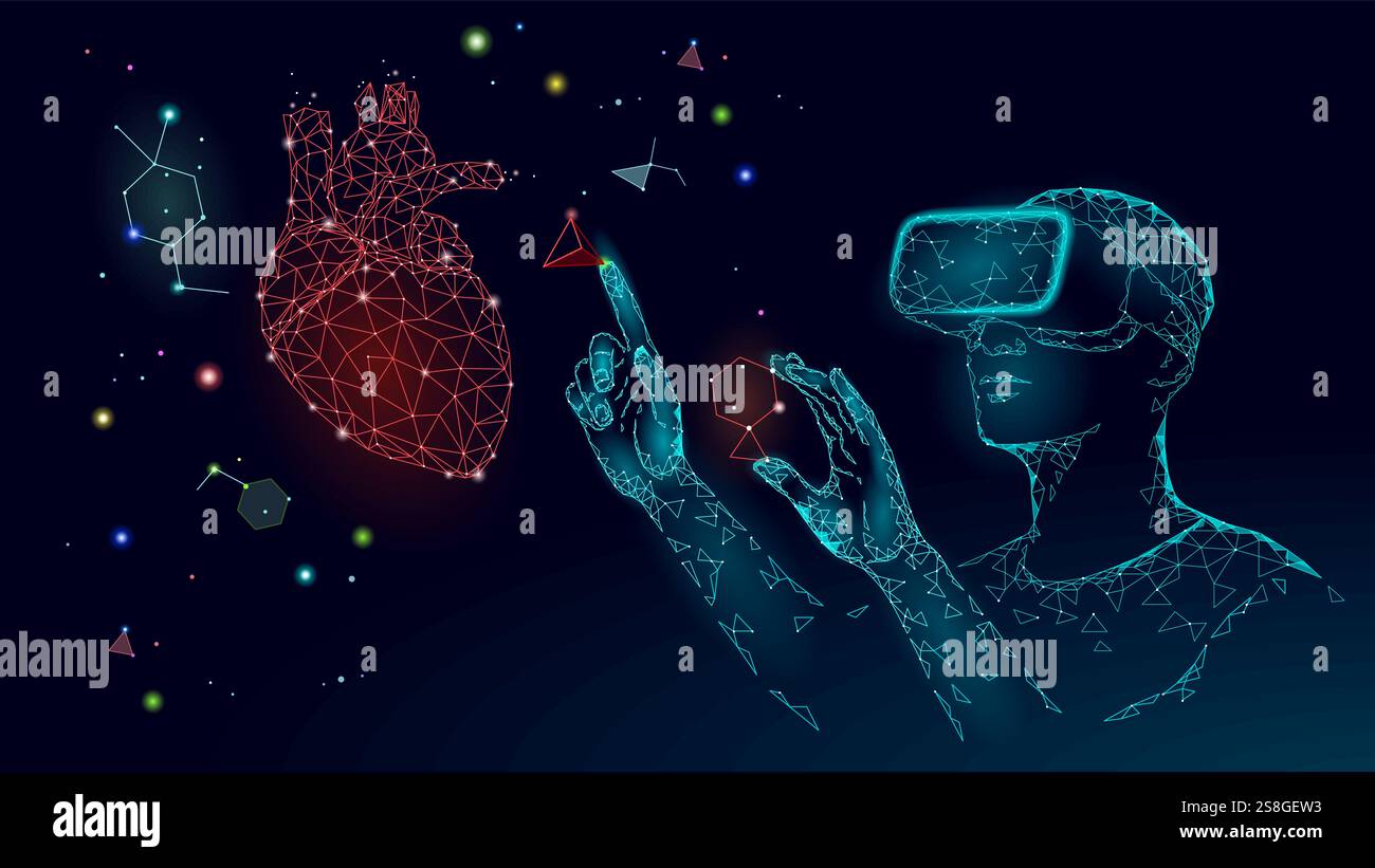 VR headset holographic projection virtual reality glasses. Futuristic ...