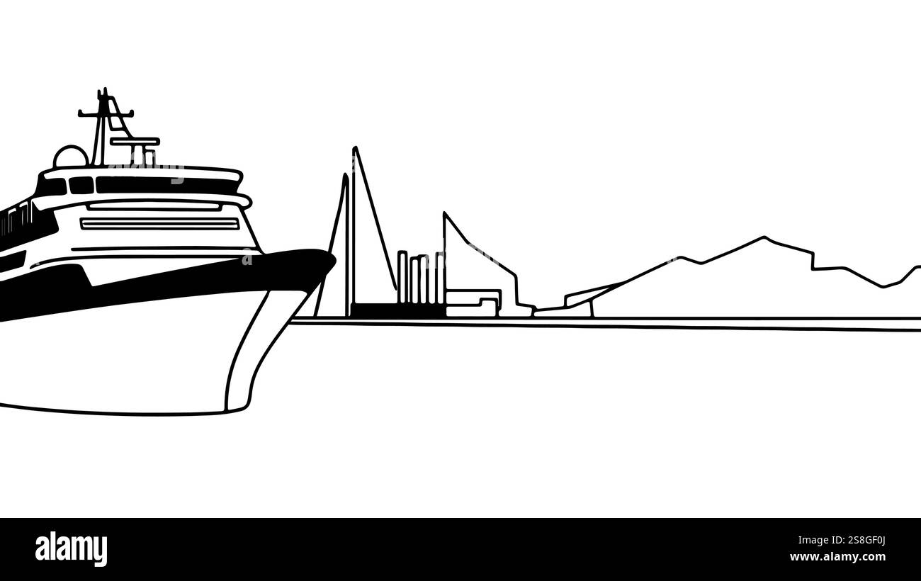 Single continuous one line art ocean travel vacation. Sea voyage ...