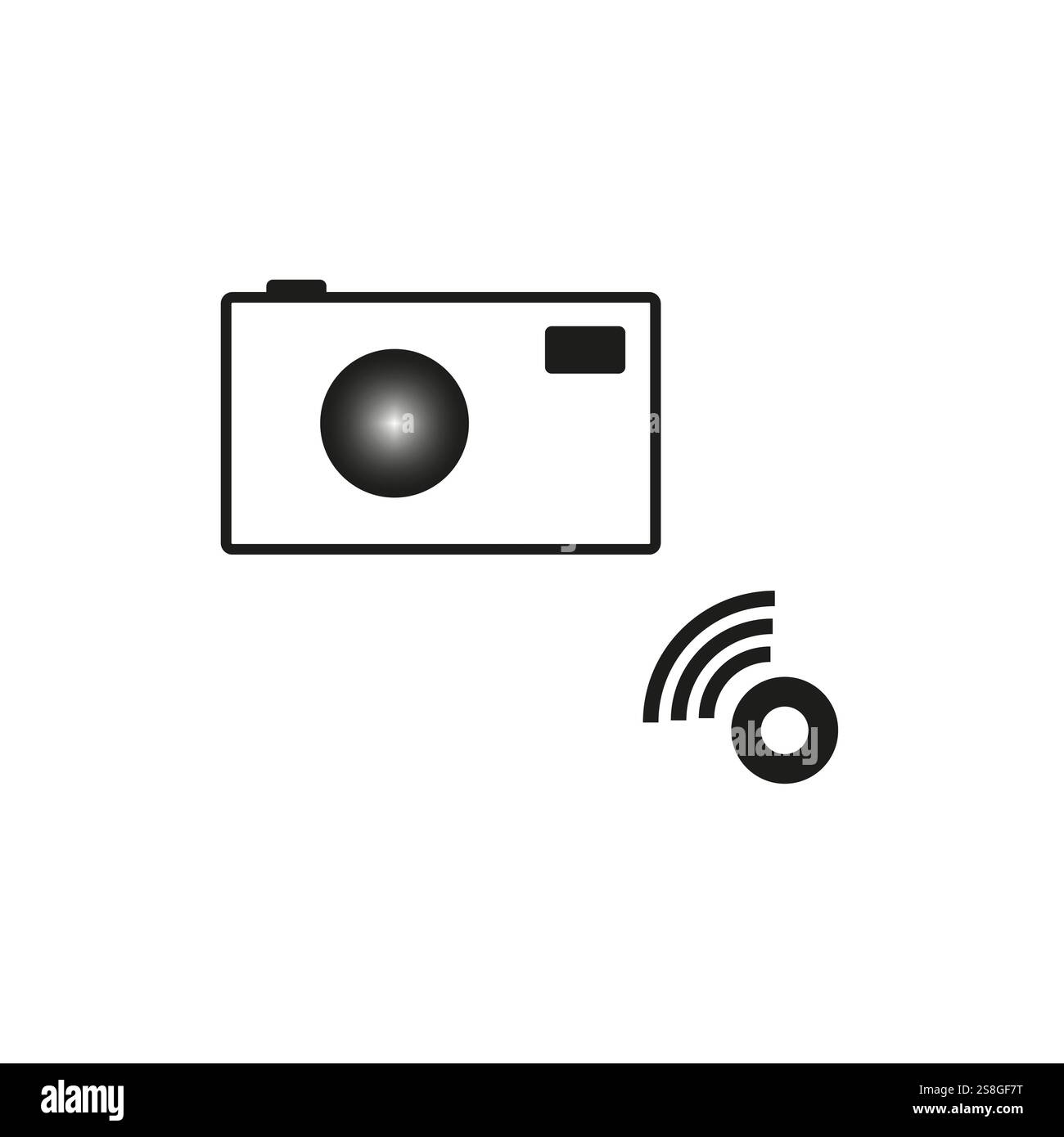 Camera with Wi Fi. Photography vector symbol. Black minimalist style ...