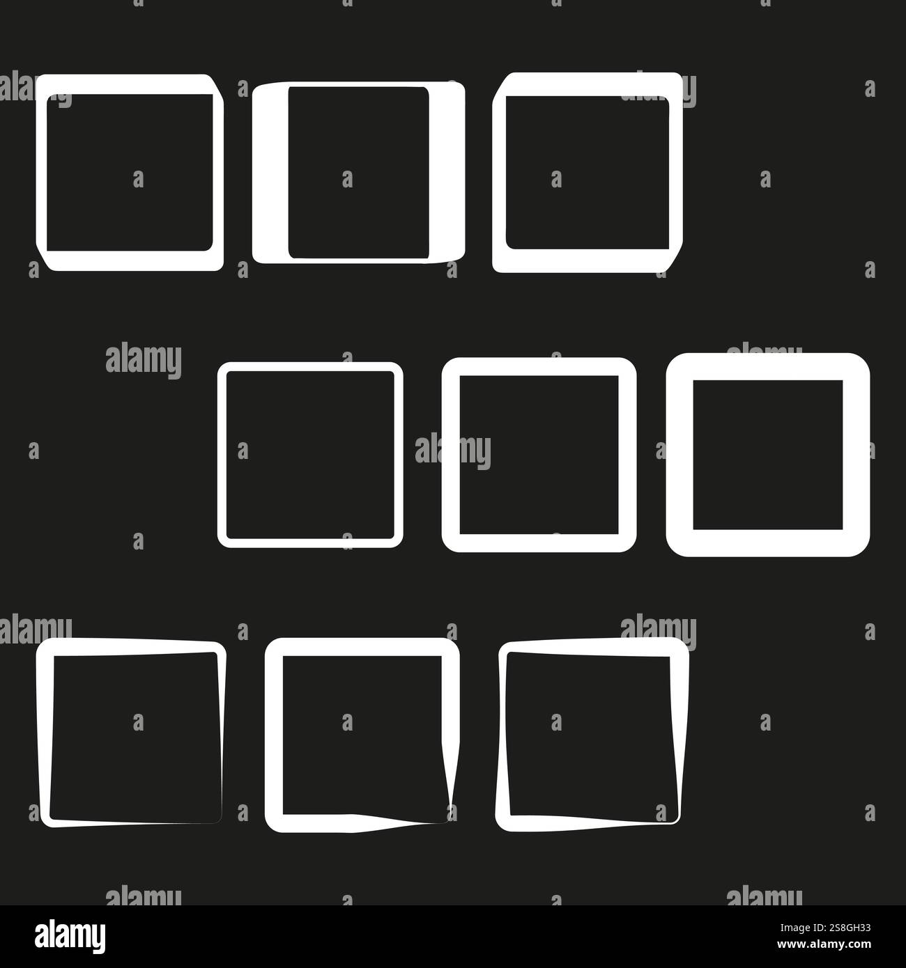 Abstract frame design. Modern square shapes. Minimal black background ...