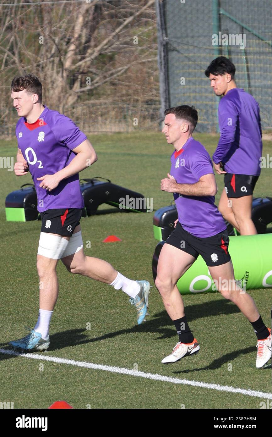 Girona, Spain, 22nd January 2025 - Ted Hill and George Ford at England ...