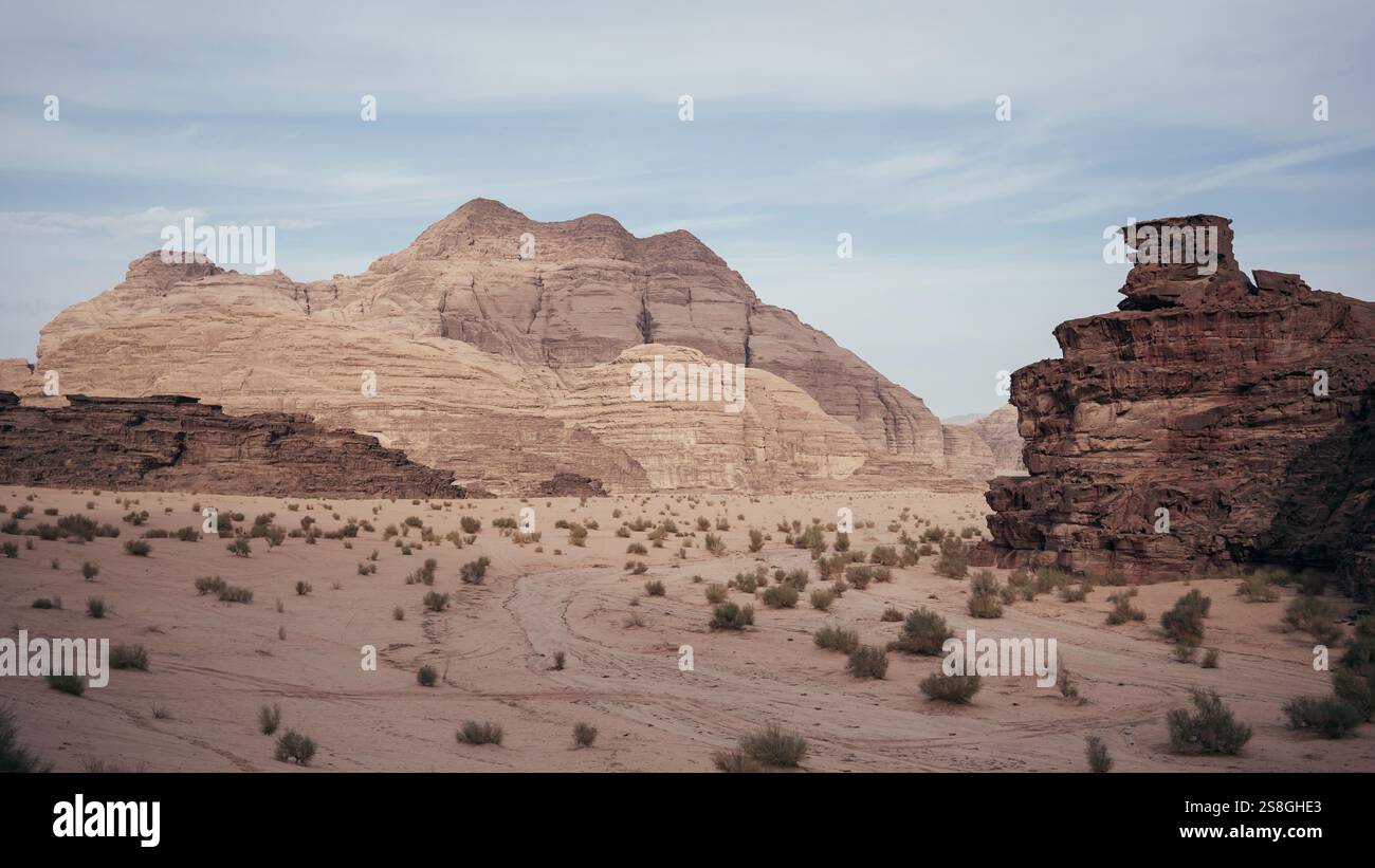 Landscape of the desert of Wadi Rum, Jordan. Rock Formation, beautiful ...