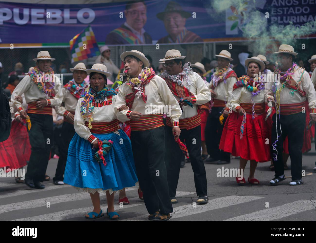 Aymara Indigenous people dance outside the presidential palace after ...
