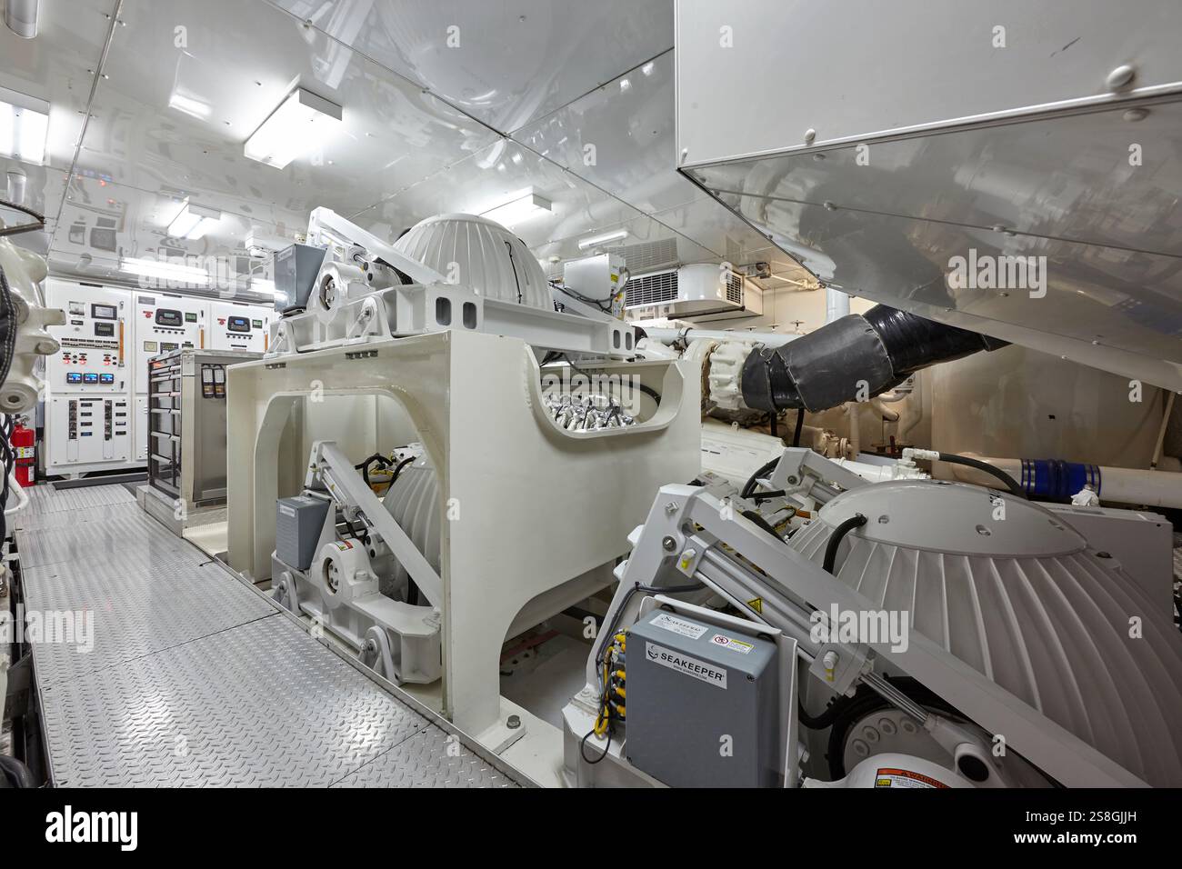 Modern Motoryacht Engine Room with Advanced Machinery and Clean Design ...