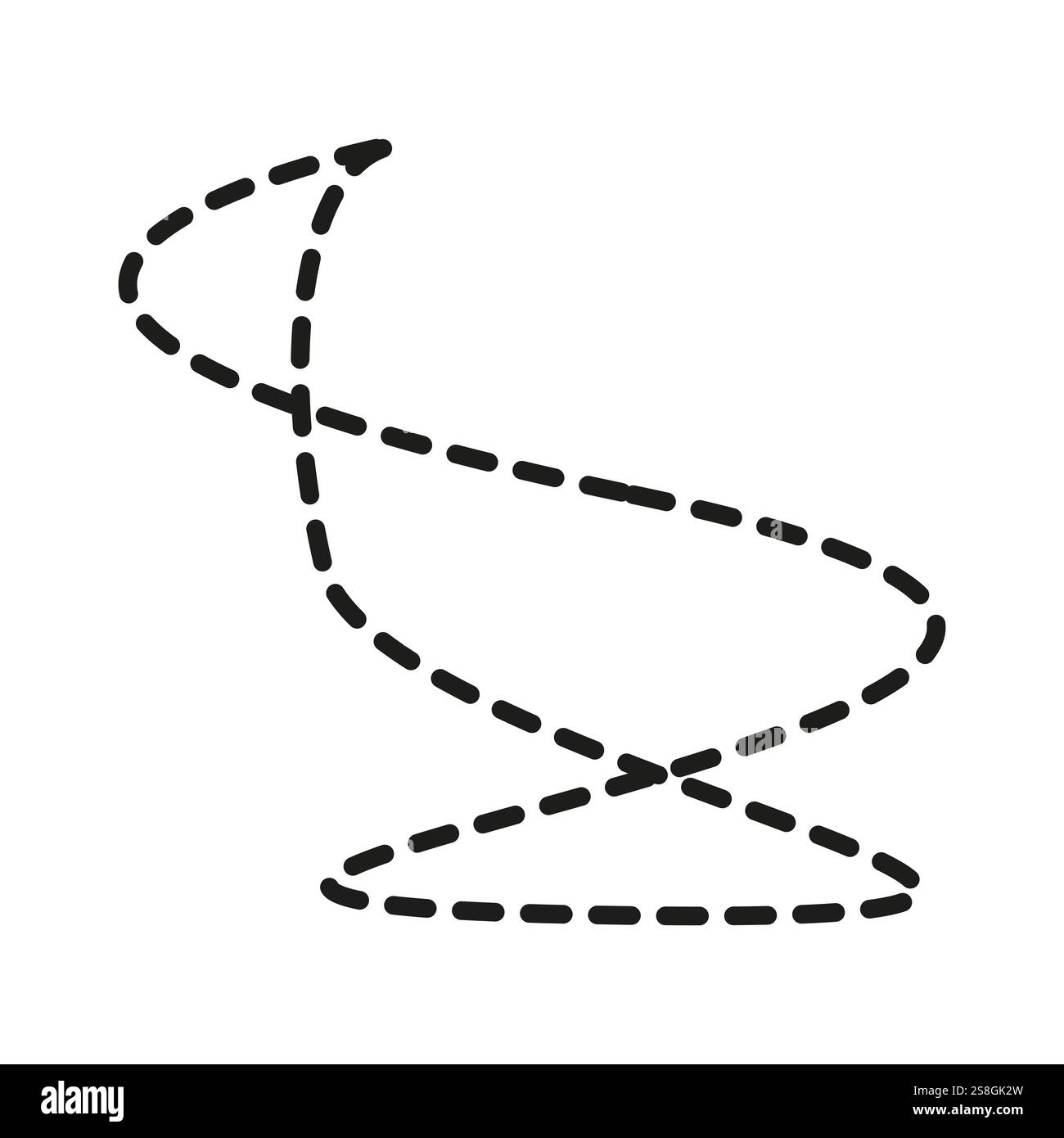 Dashed curved path. Abstract trajectory shape. Black dotted arrow. Dynamic line flow Stock ...