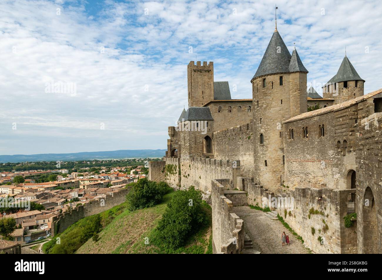 Medieval castle of the Counts, Cité de Carcassonne, Aude, France Stock ...