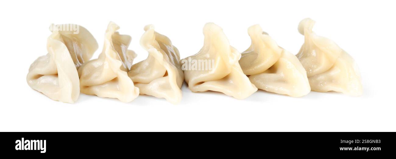 Tasty boiled gyoza (dumplings) isolated on white Stock Photo - Alamy