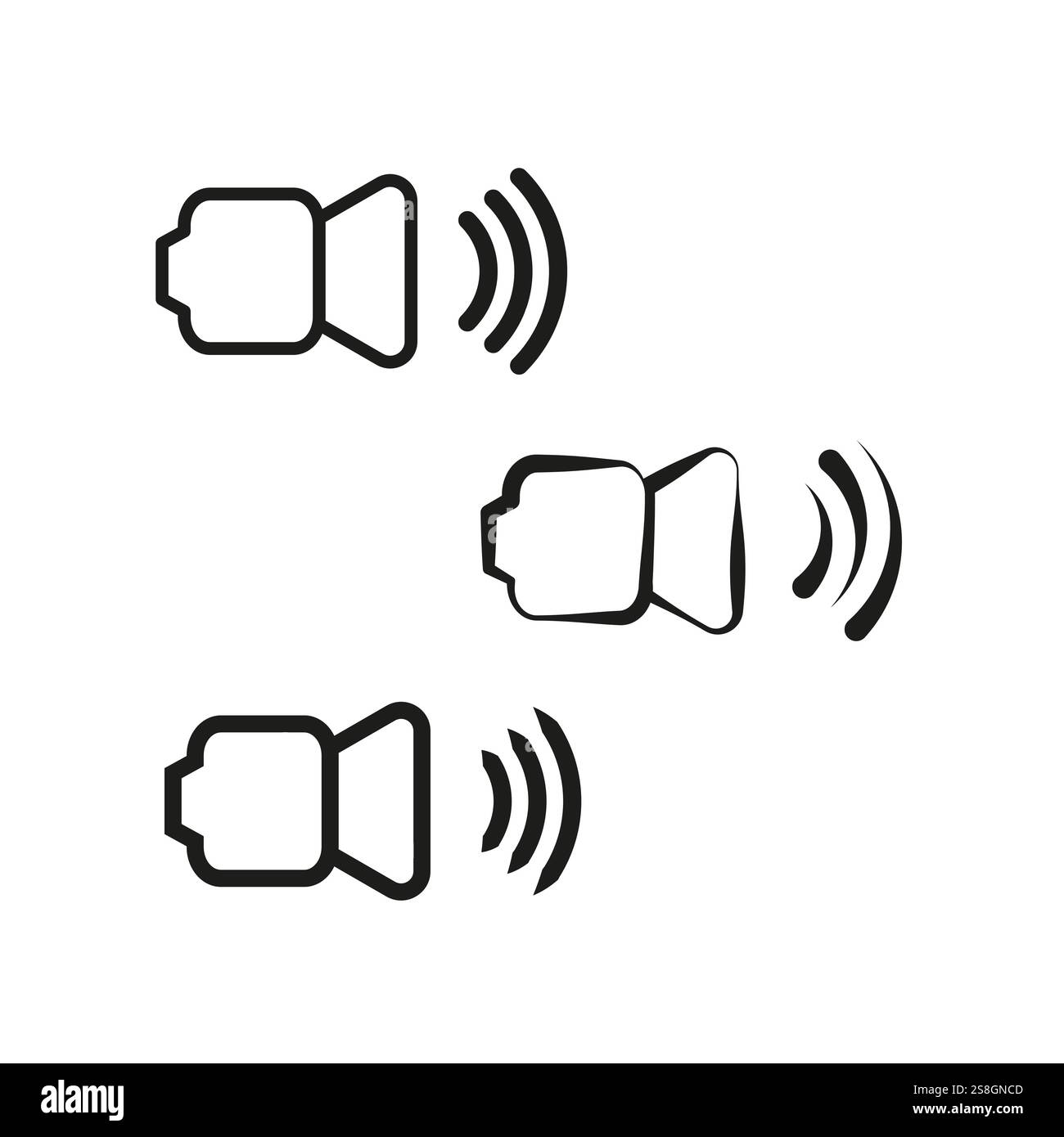 Speaker icon. Sound wave symbol. Audio broadcasting graphic. Vector ...