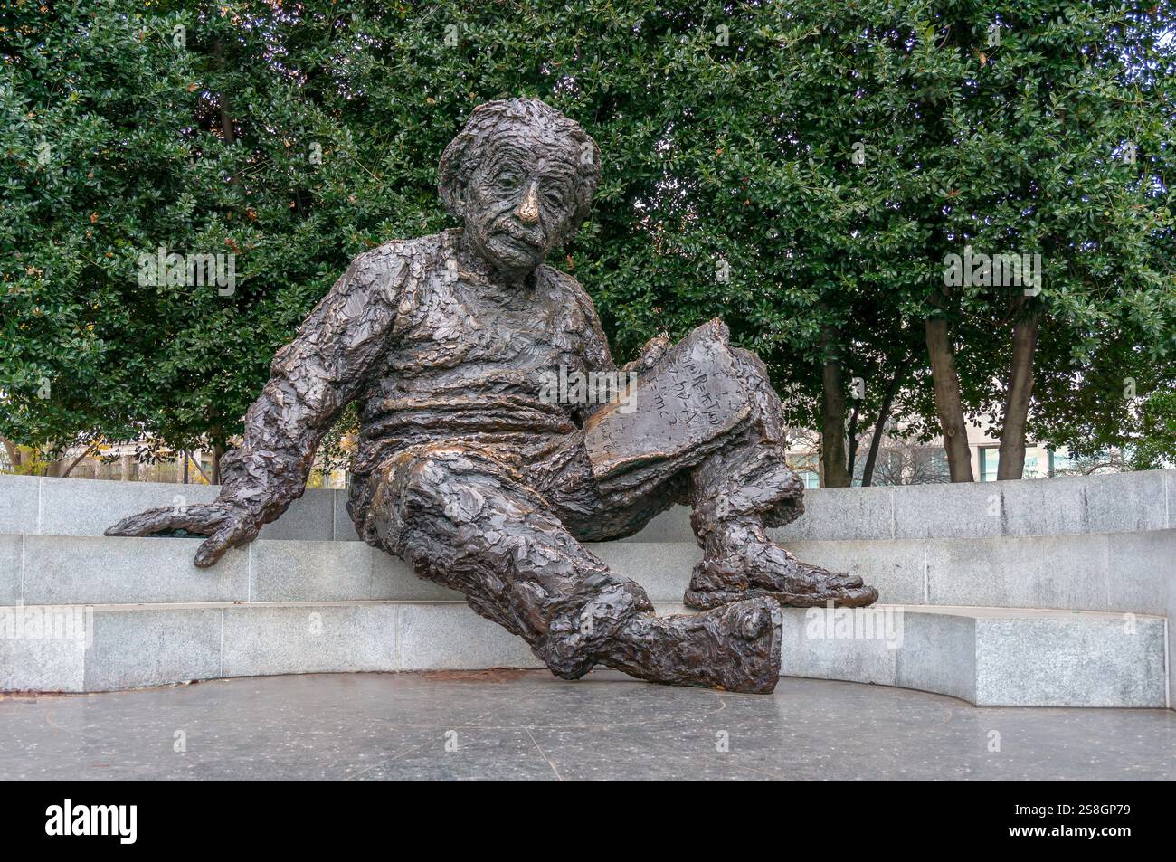 The Albert Einstein Memorial in Washington, D.C., is a striking bronze ...
