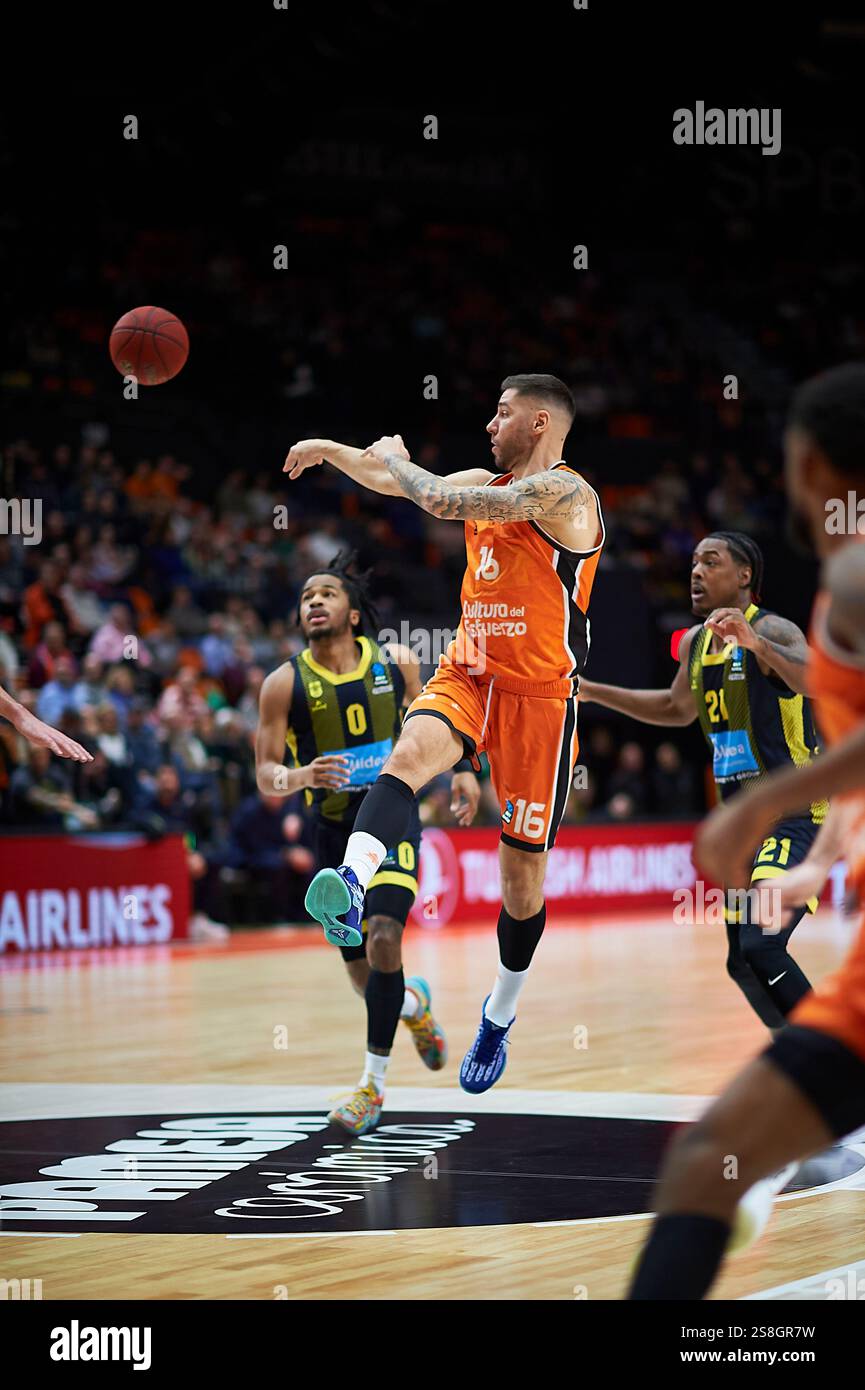 Stefan Jovic of Valencia basket seen in action during the BKT Eurocup ...