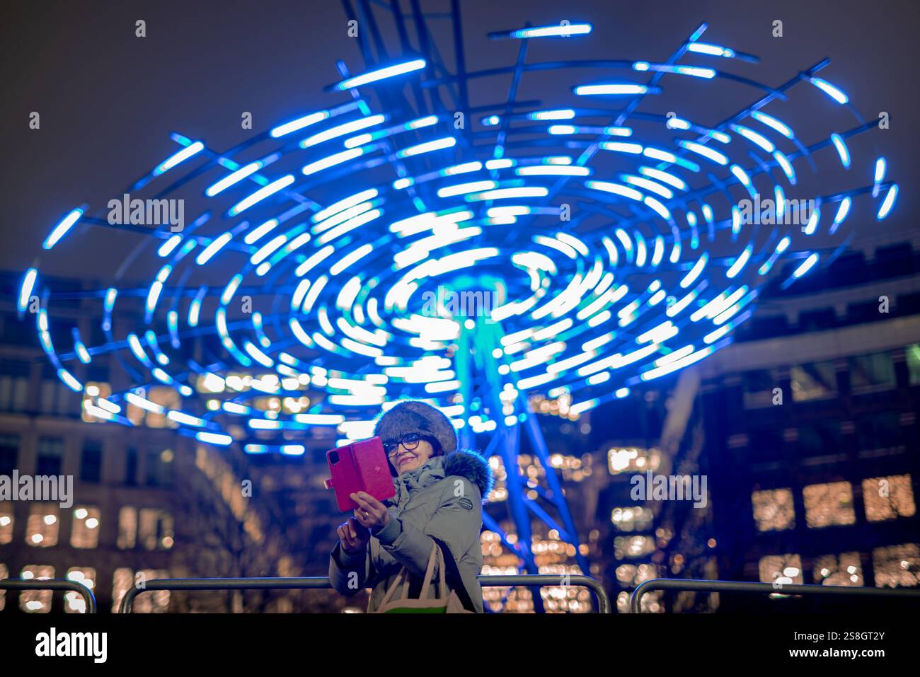London, UK. 22nd January 2025. Canary Wharf Winter Lights Festival. A ...
