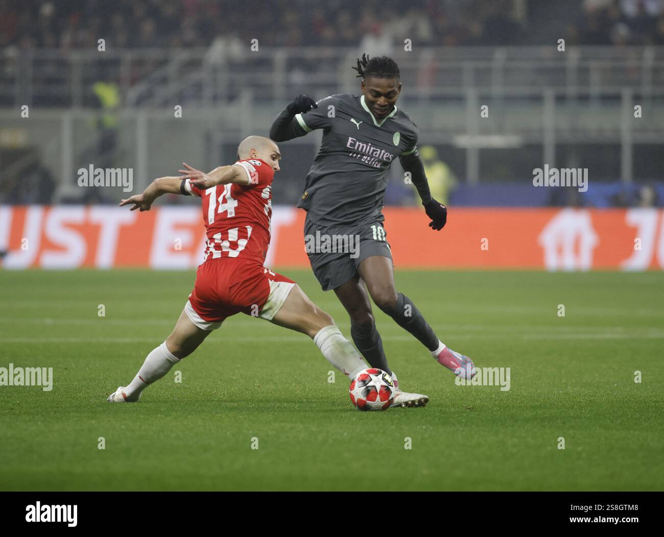 Milan, Italy. 22nd Jan, 2025. Rafel Leao of AC Milan during the Uefa ...