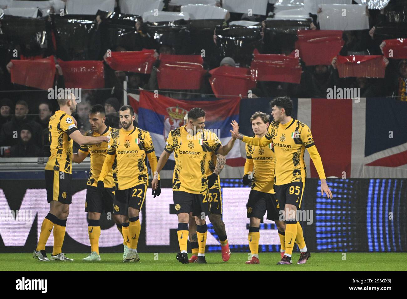 Football players of FC Inter Milan celebrate goal during the Football ...