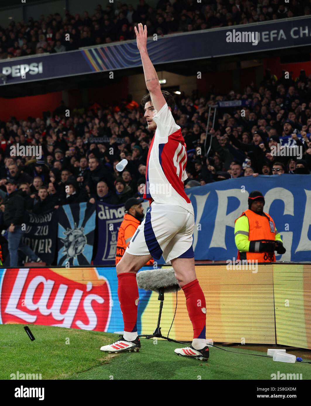 London, UK. 22nd Jan, 2025. Arsenal's Declan Rice looks on as he is ...