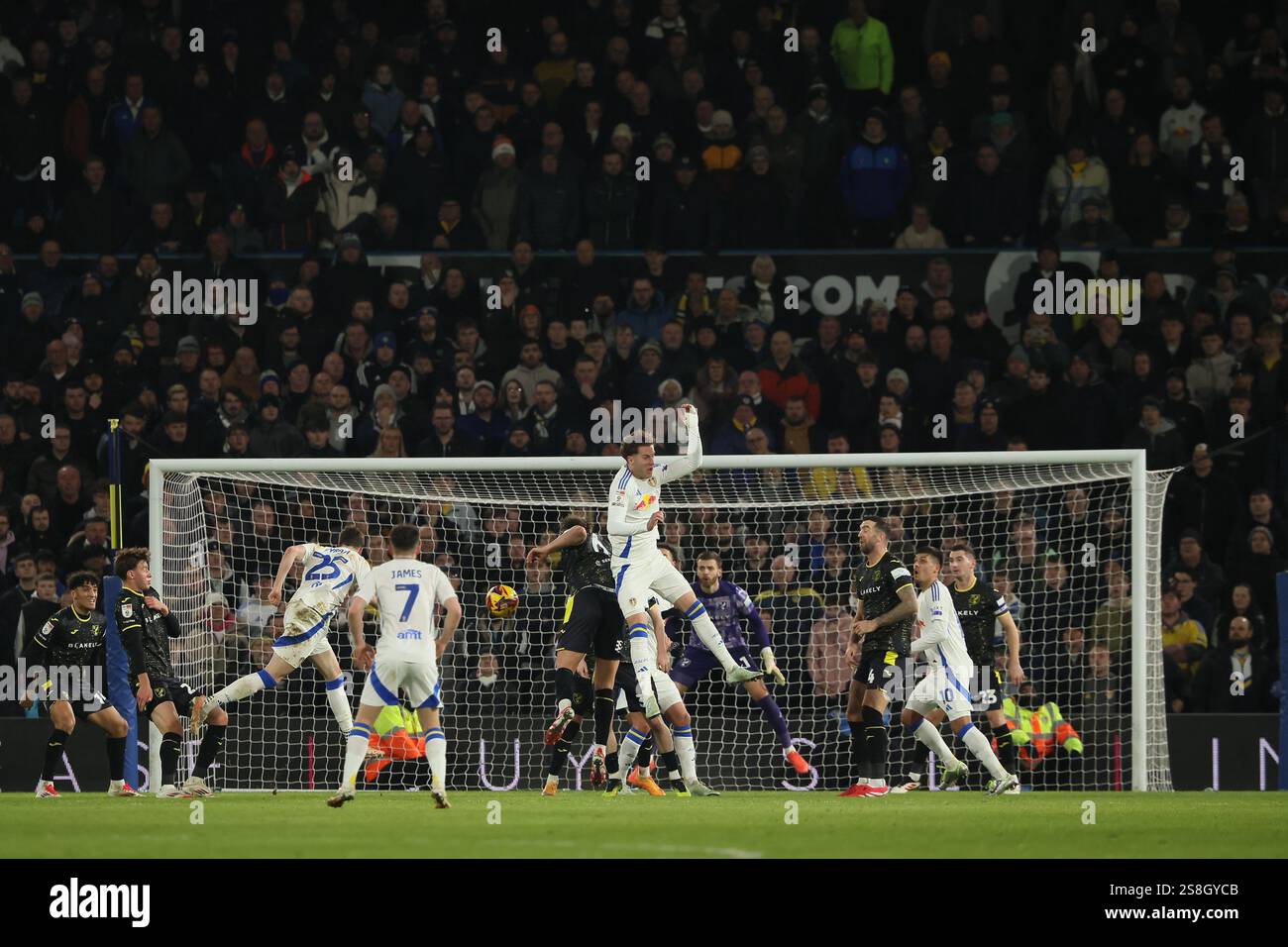 Sam Byram (Leeds United) attacks a header during the Sky Bet ...