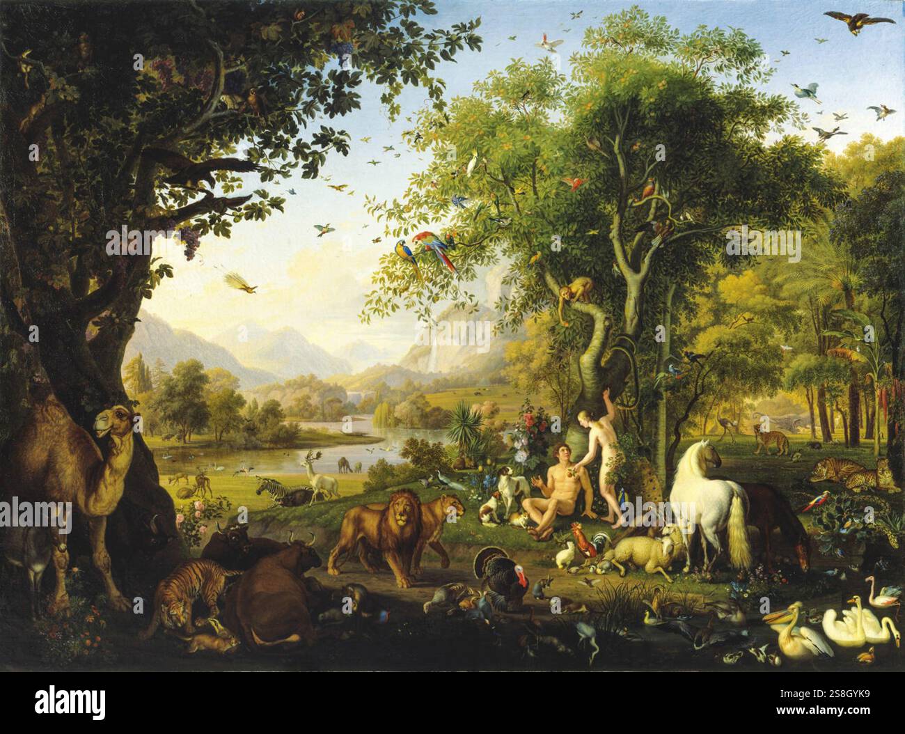 Johann Wenzel Peter - Adam and Eve in the earthly paradise Stock Photo ...