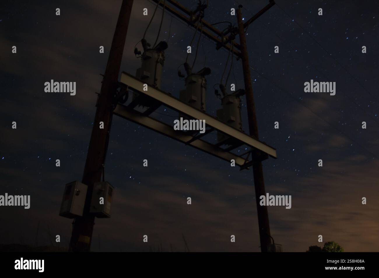 Transformers at night with stars Stock Photo - Alamy