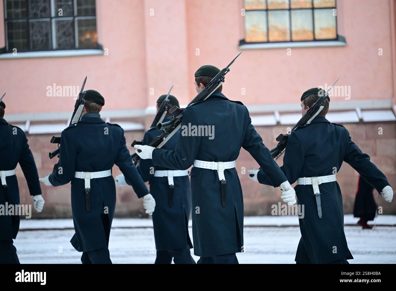Stockholm, Uppland, Sweden. December 31 2024. Royal Guards Stock Photo ...