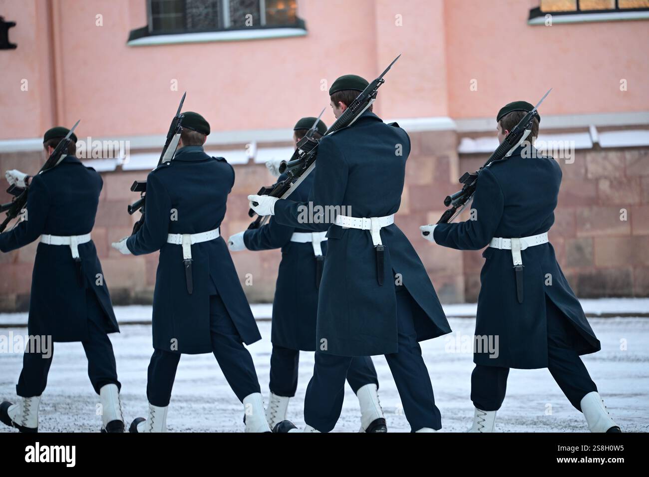 Stockholm, Uppland, Sweden. December 31 2024. Royal Guards Stock Photo ...