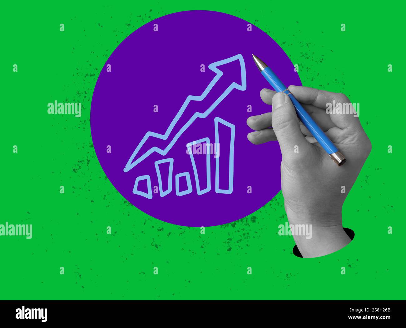 Hand drawing a rising chart. Financial growth and business planning ...