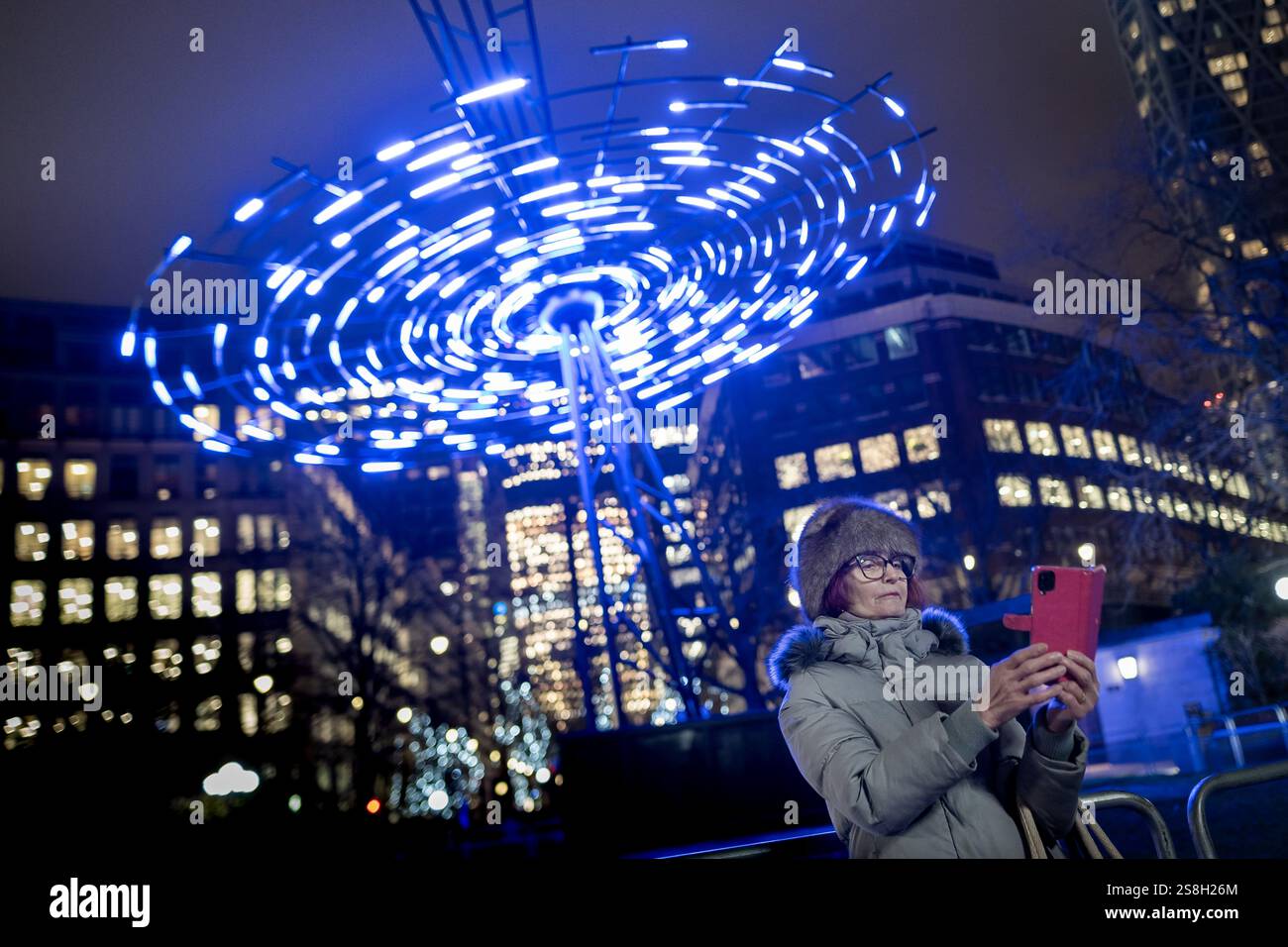 London, UK. 22nd January 2025. Canary Wharf Winter Lights Festival. A ...