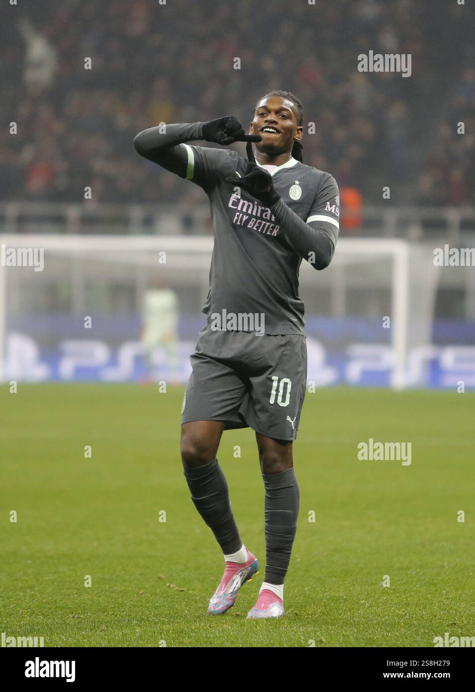 Milan, Italy. 22nd Jan, 2025. Rafel Leao of AC Milanc celebrating after ...