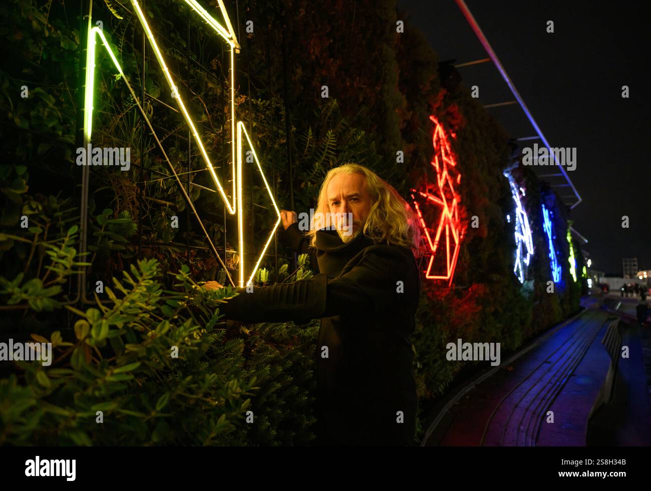 EDITORIAL USE ONLY Angelo Bonello with his artwork Tessellis at ...