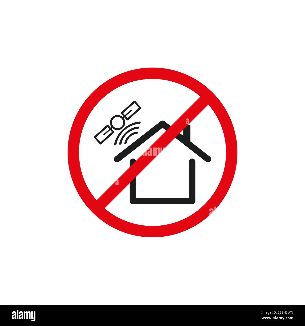 No satellite signal. Home connection restriction. Red prohibition ...