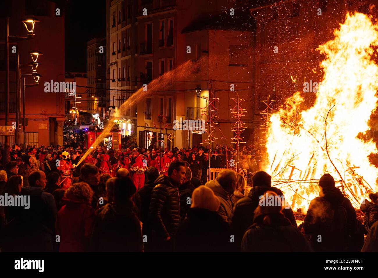 Festivity of San Antonio in Valencia Fire Show Stock Photo - Alamy