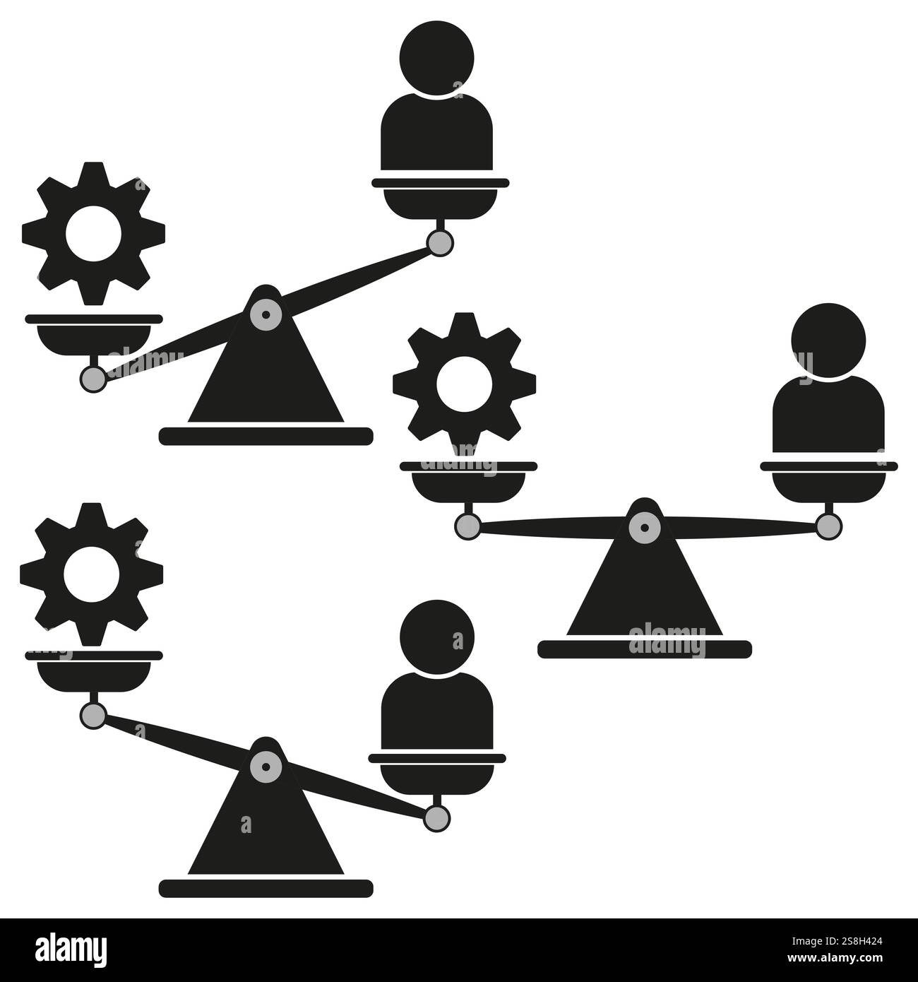 Scales with balance. Human and gear weights. Symbol of comparison ...