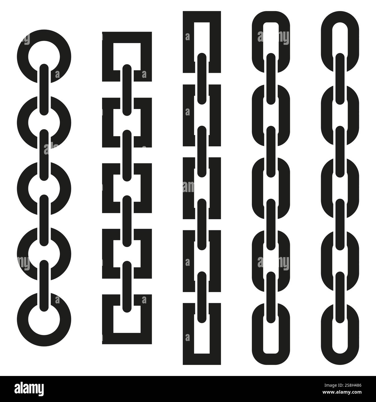 Chain pattern set. Linked shapes collection. Vector design elements ...