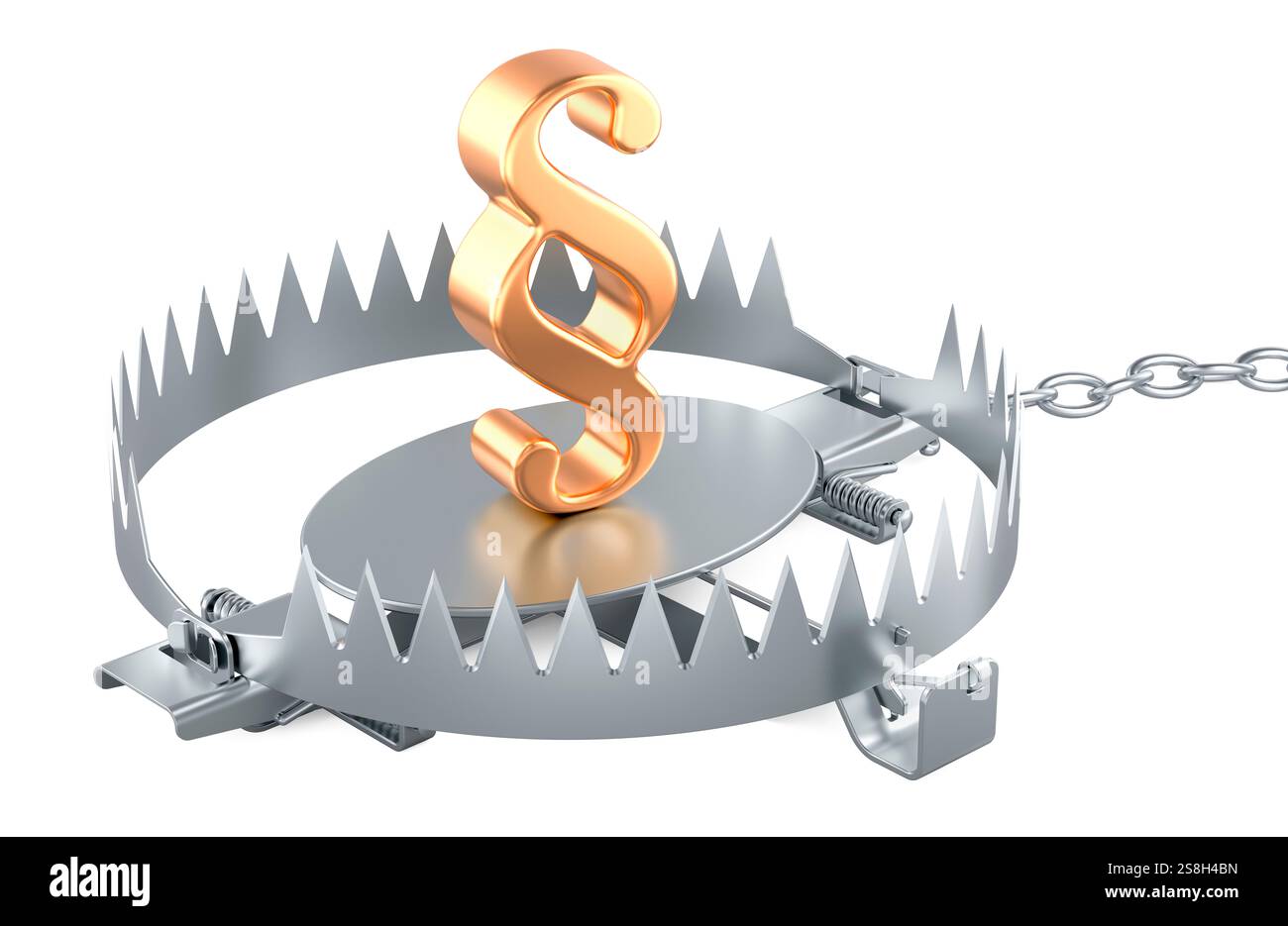 Trap with section, paragraph symbol. 3D rendering isolated on white ...