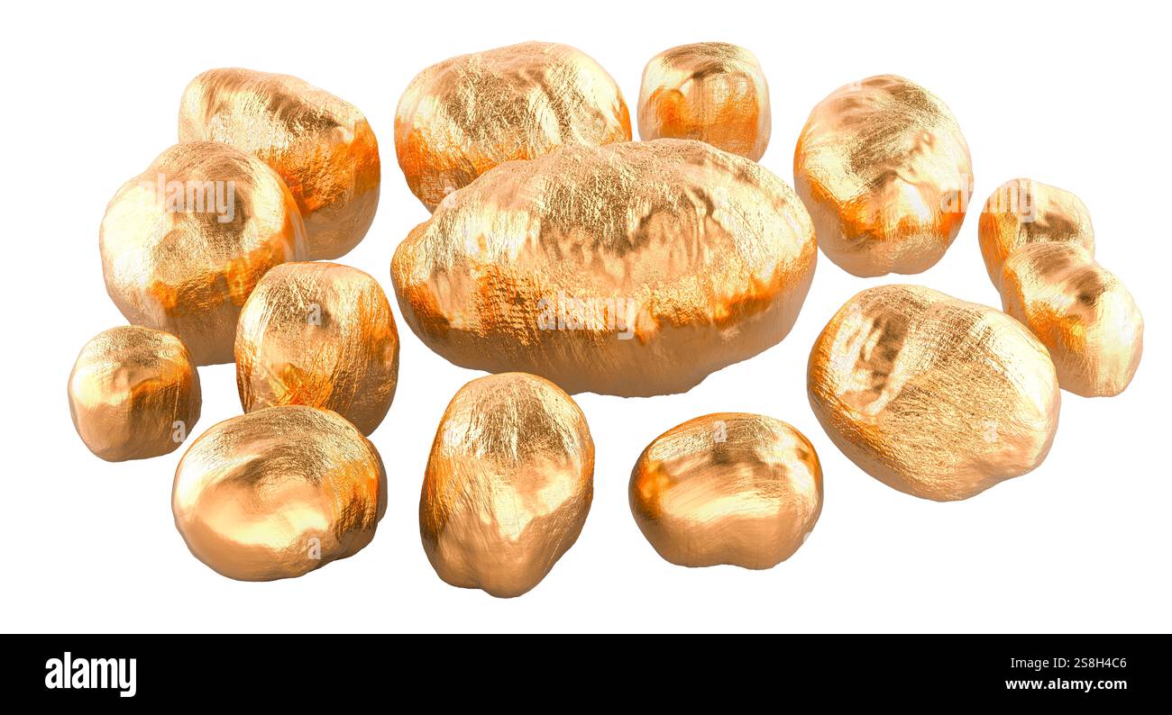 Yellow Gold Casting Grain or Master Alloys. 3D rendering isolated on ...