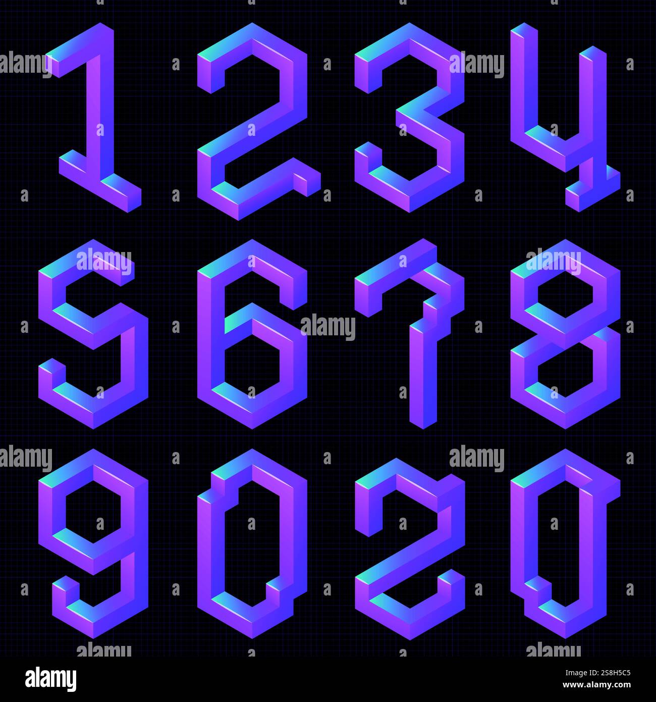 Vector 3D cyberpunk number set Stock Vector Image & Art - Alamy