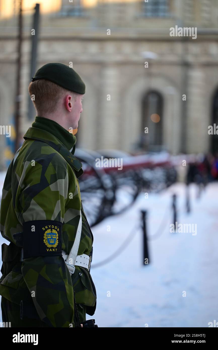Stockholm, Uppland, Sweden. December 31 2024. Royal Guards Stock Photo ...