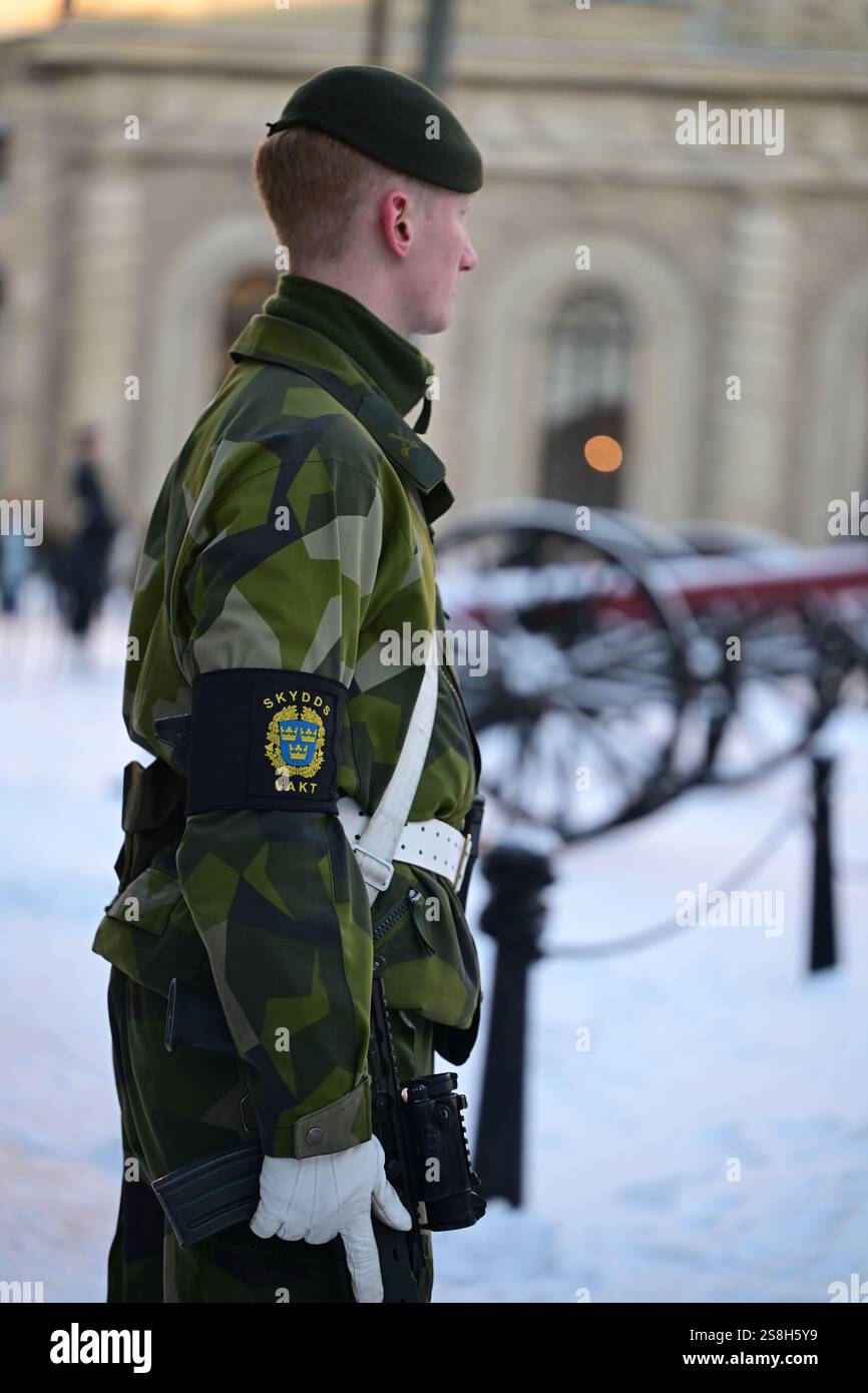 Stockholm, Uppland, Sweden. December 31 2024. Royal Guards Stock Photo ...