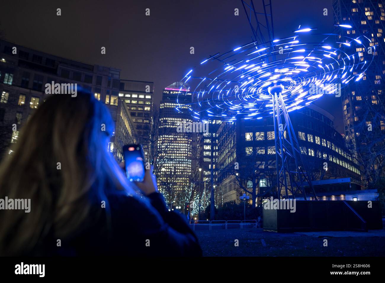 London, UK. 22nd January 2025. Canary Wharf Winter Lights Festival. A ...