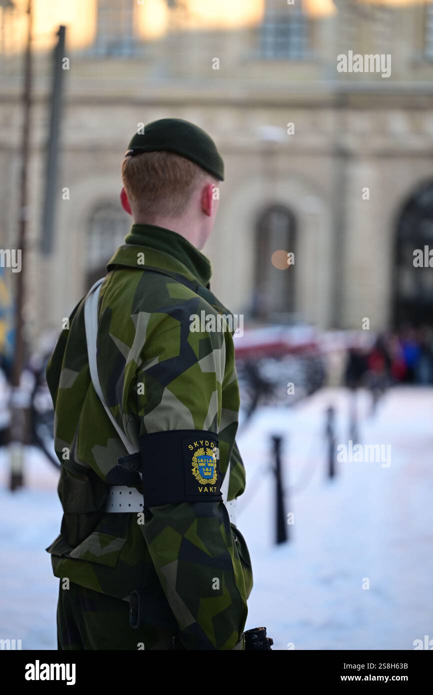 Stockholm, Uppland, Sweden. December 31 2024. Royal Guards Stock Photo ...