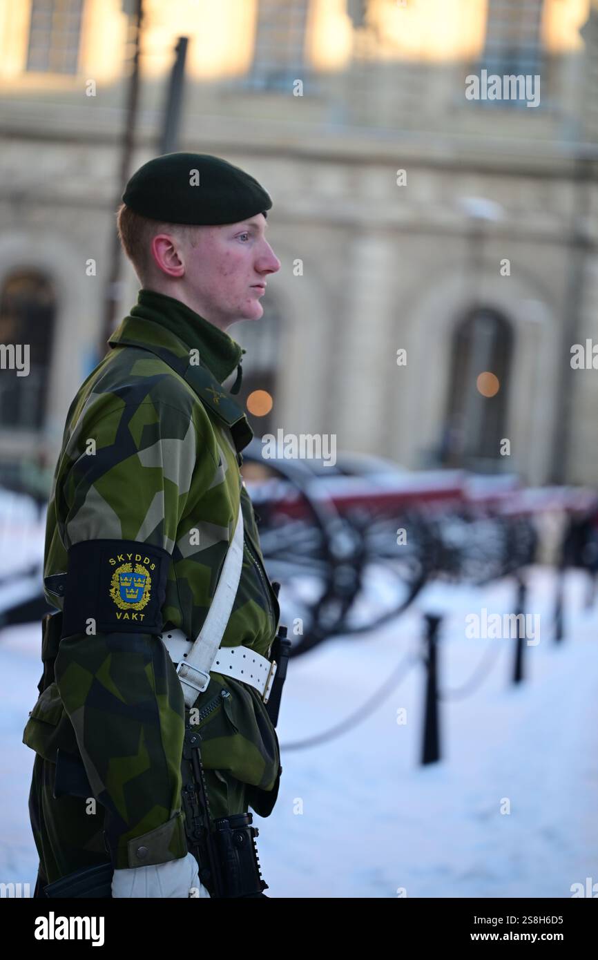 Stockholm, Uppland, Sweden. December 31 2024. Royal Guards Stock Photo ...