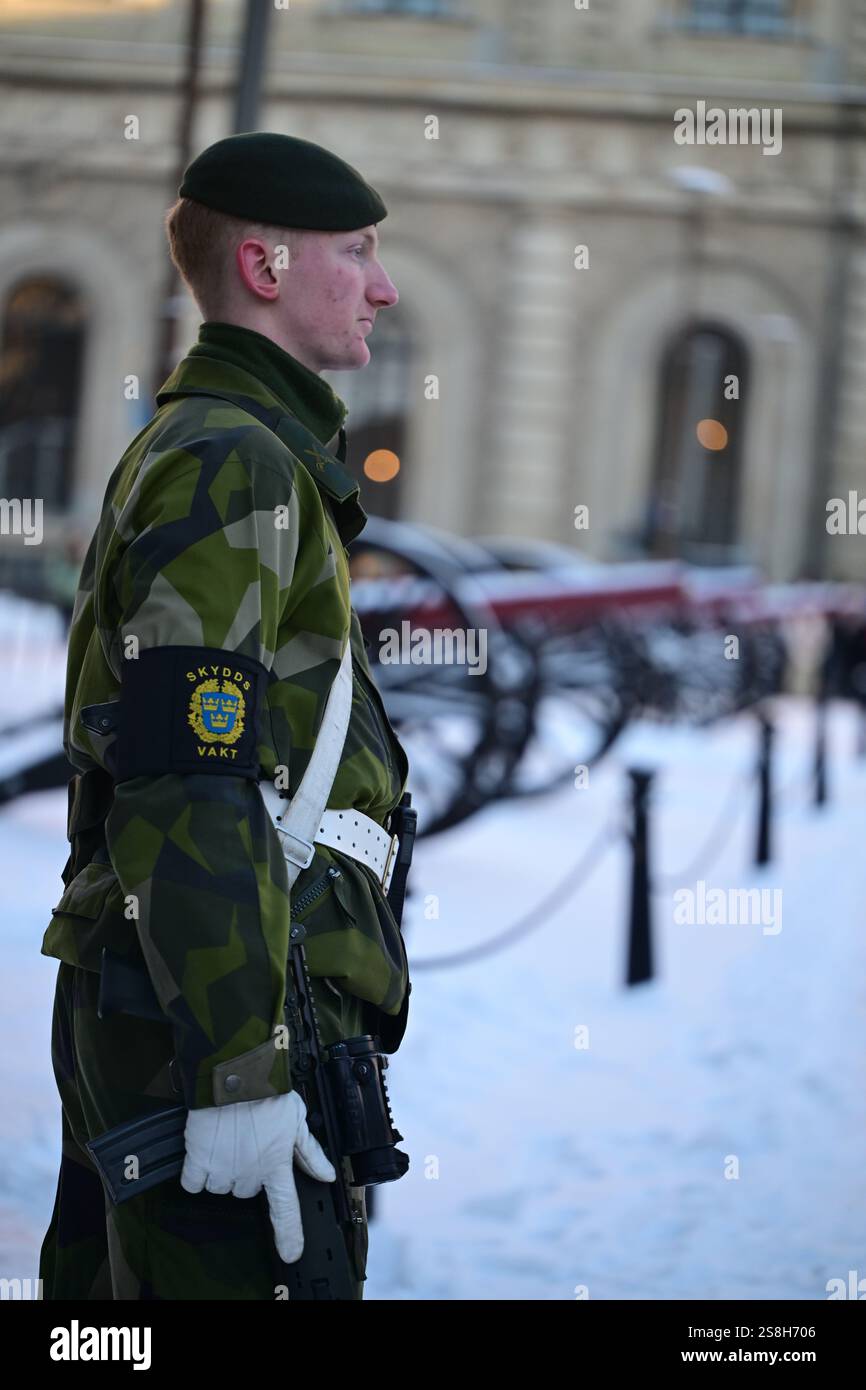 Stockholm, Uppland, Sweden. December 31 2024. Royal Guards Stock Photo ...