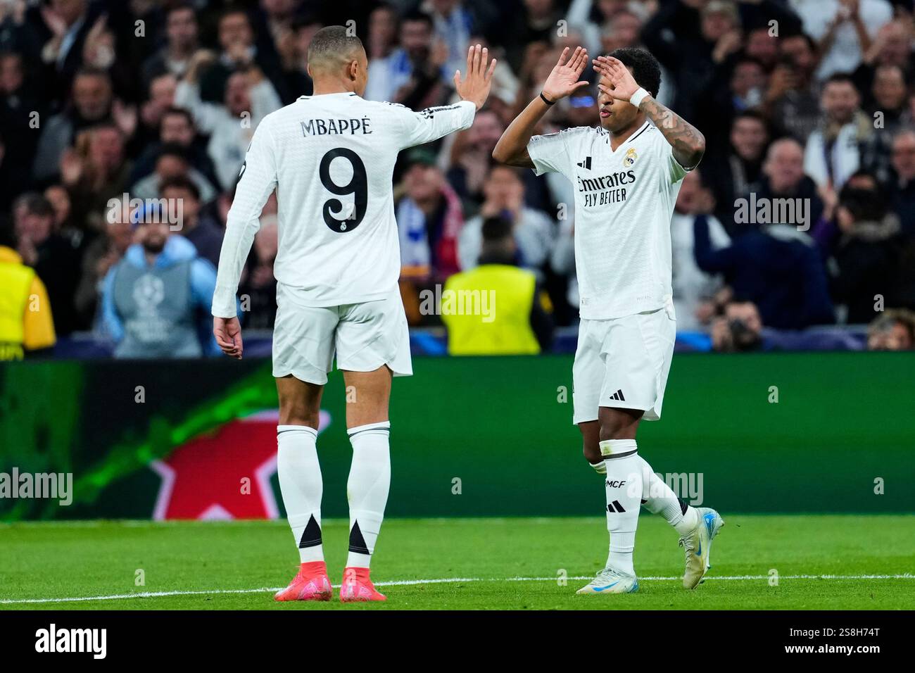 Rodrygo Goes and Kylian Mbappe of Real Madrid CF during Real Madrid vs ...
