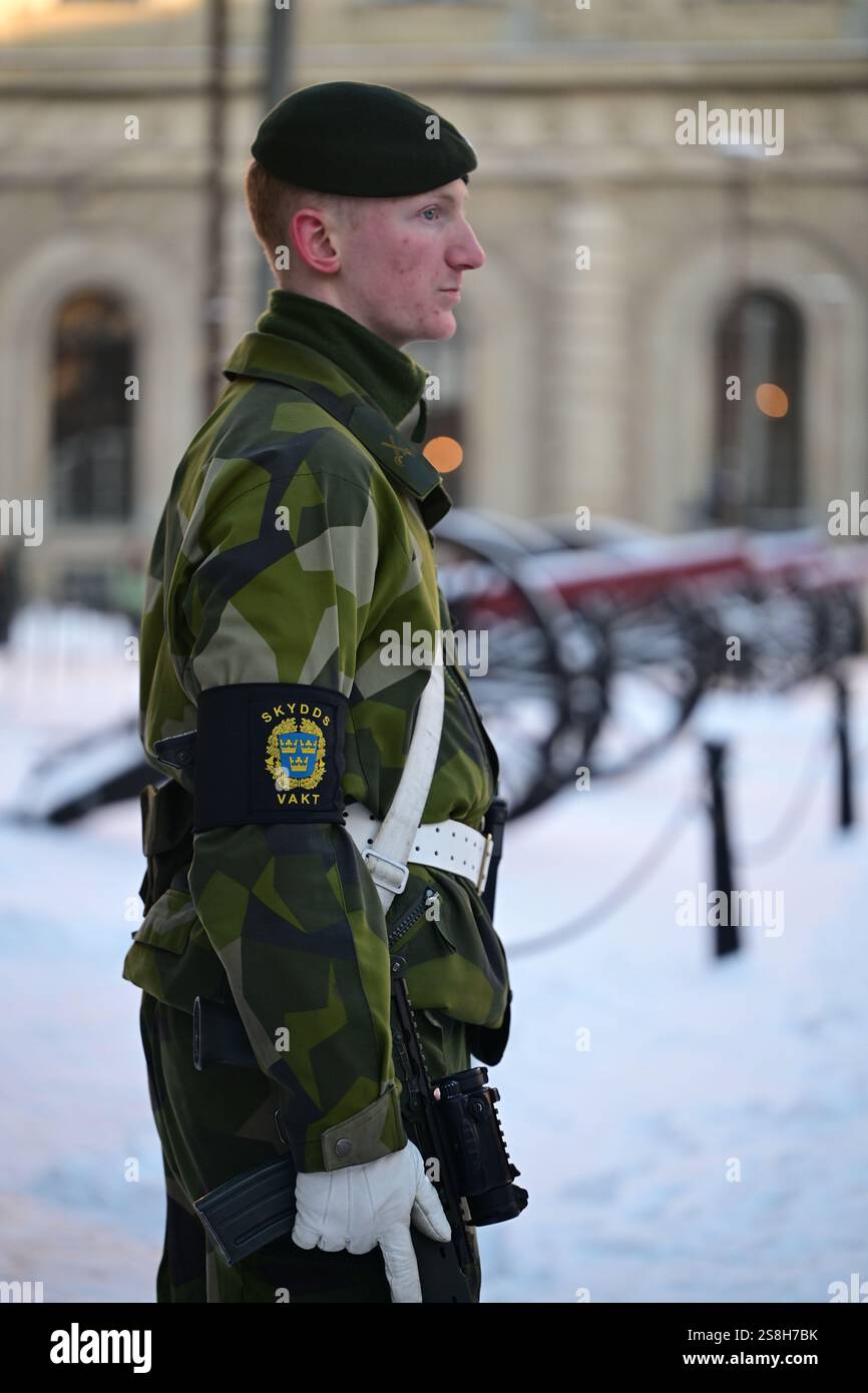 Stockholm, Uppland, Sweden. December 31 2024. Royal Guards Stock Photo ...
