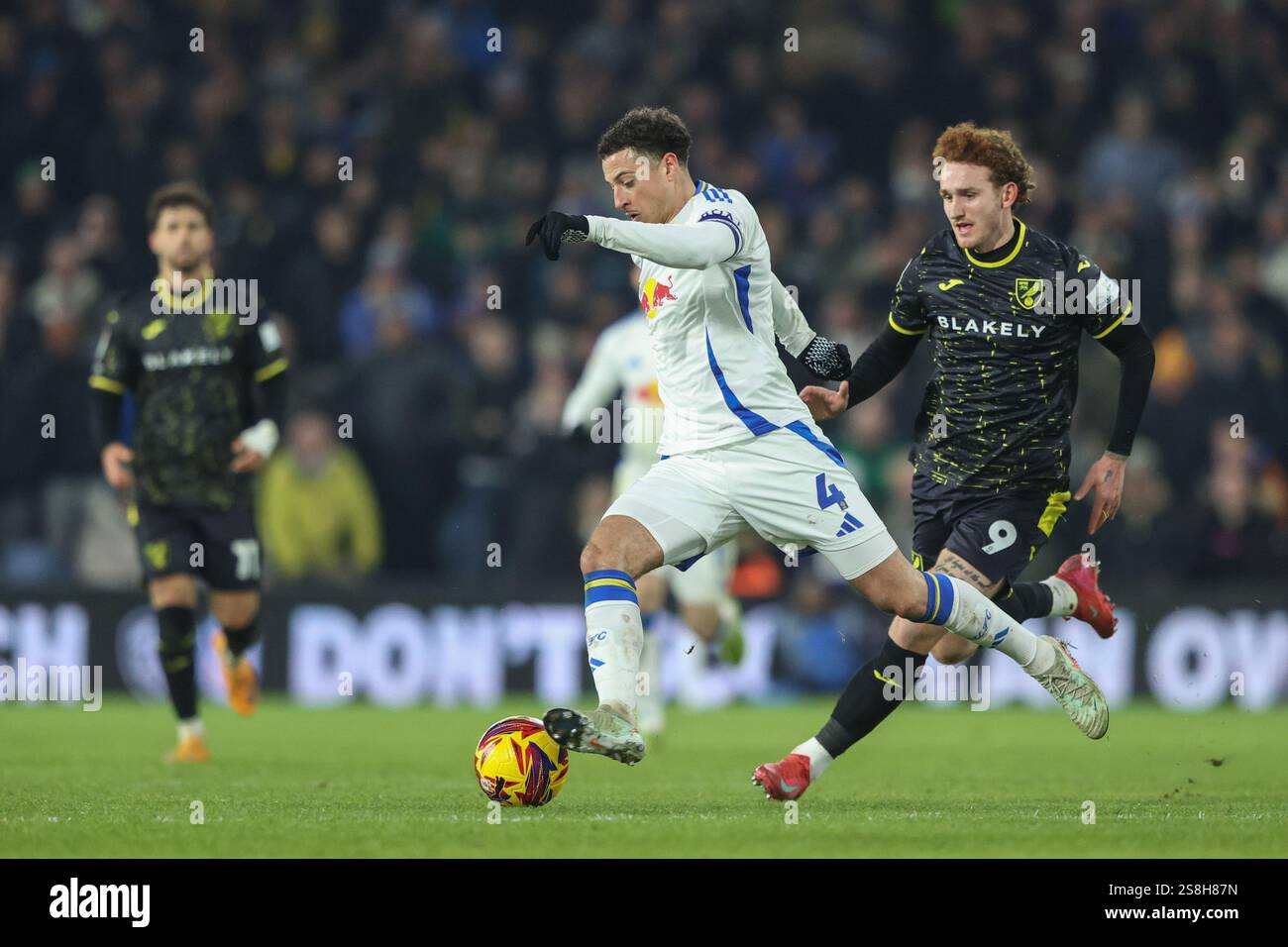 Ethan Ampadu of Leeds United breaks with the ball during the Sky Bet ...