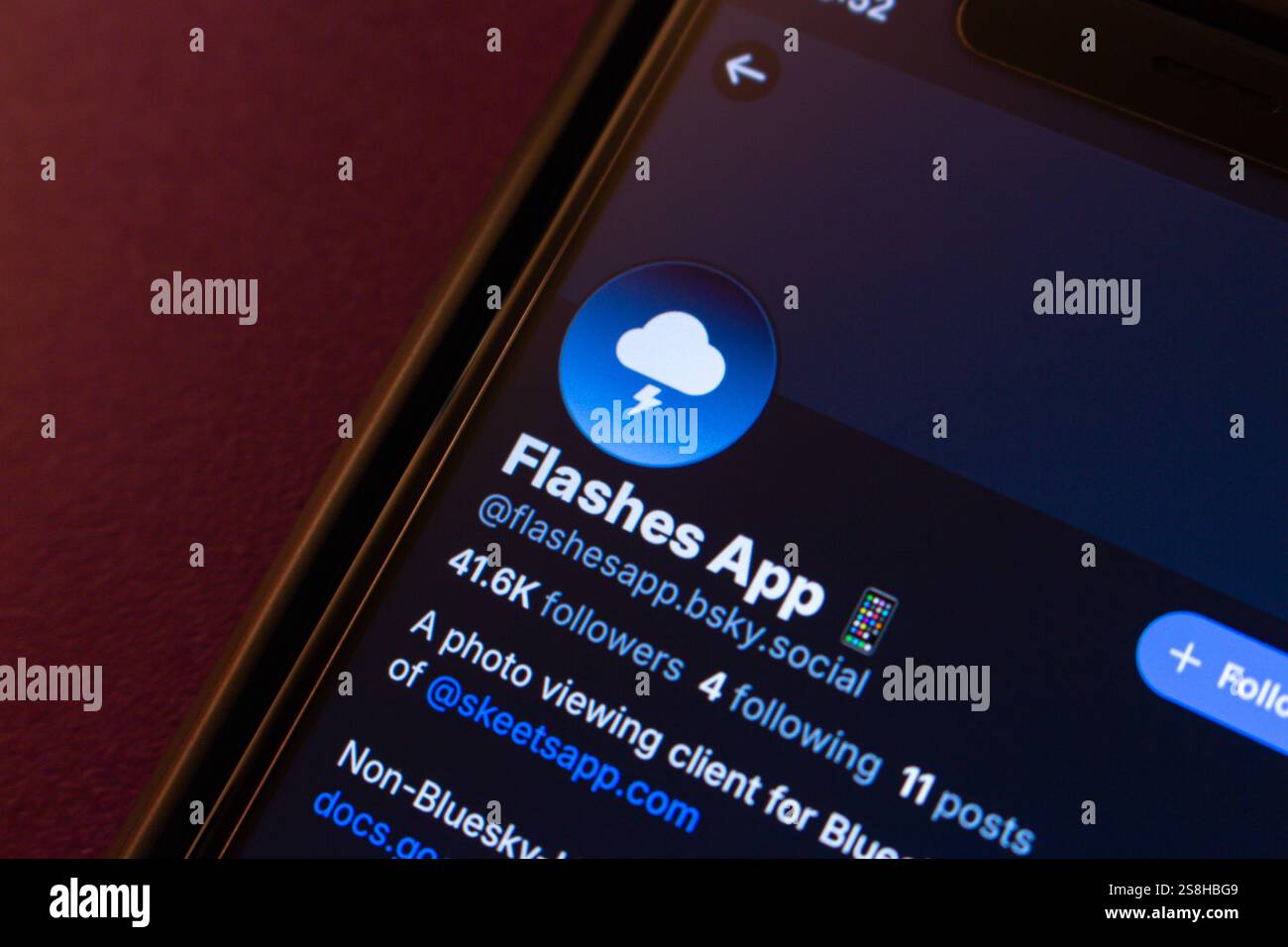Flashes app account page on the Bluesky Social website. Flashes app is ...