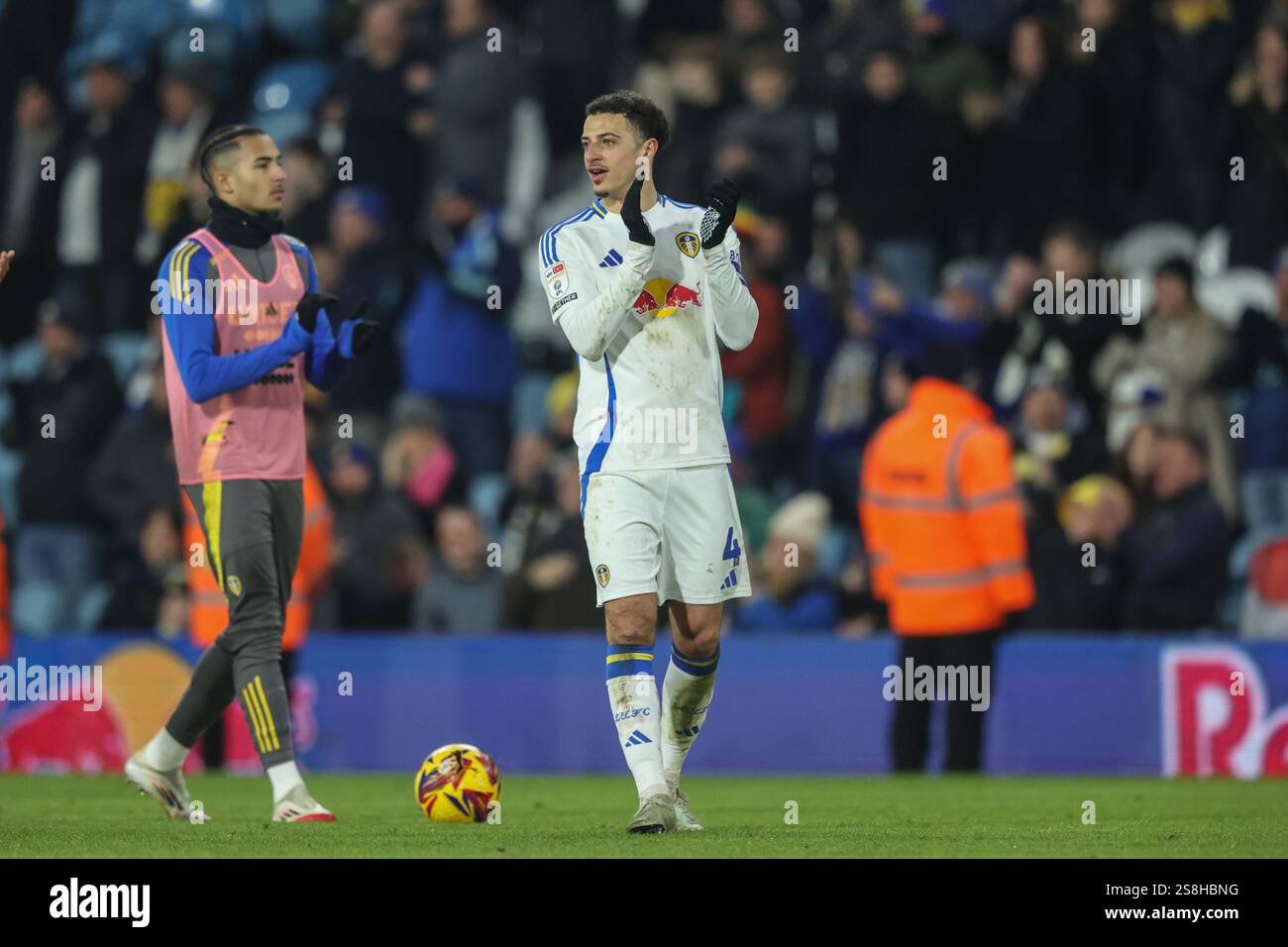 Ethan Ampadu of Leeds United applauds the fans after the game during ...