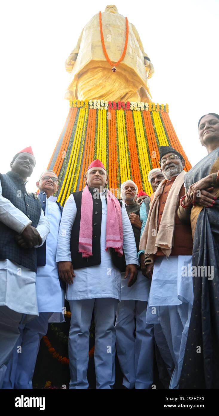LUCKNOW, INDIA - JANUARY 22: Samajwadi Party national president ...