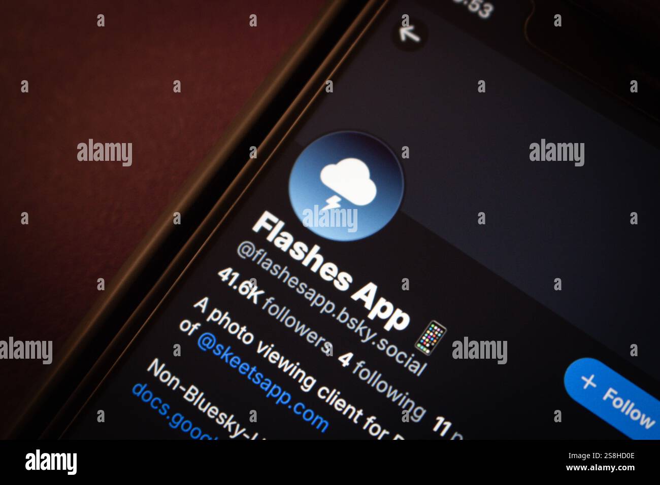 Flashes app account page on the Bluesky Social website. Flashes app is ...