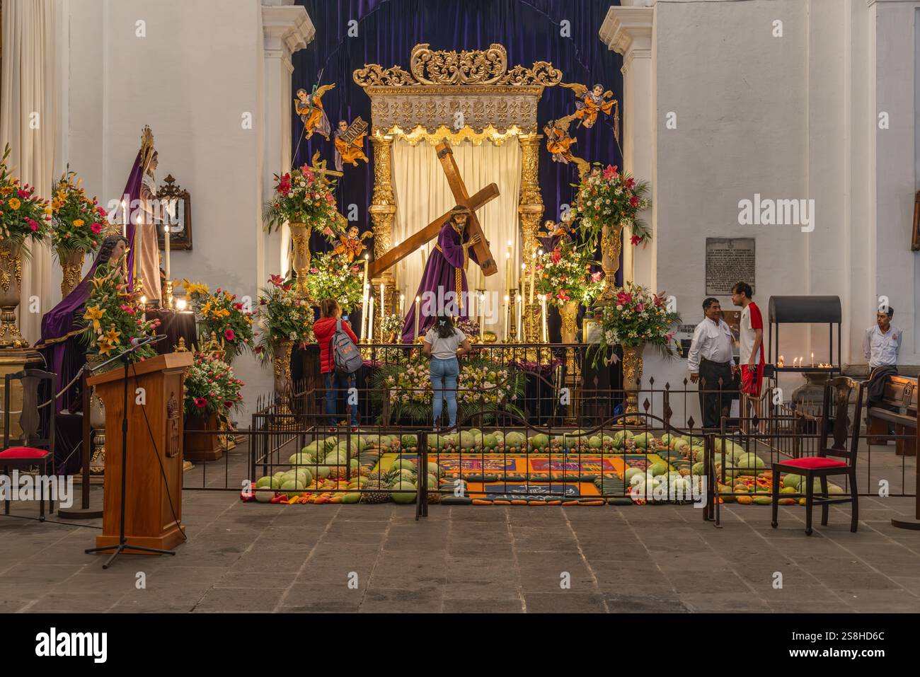 Antigua Guatemala, Sacatepequez, Guatemala. March 8, 2024. Altar with a ...