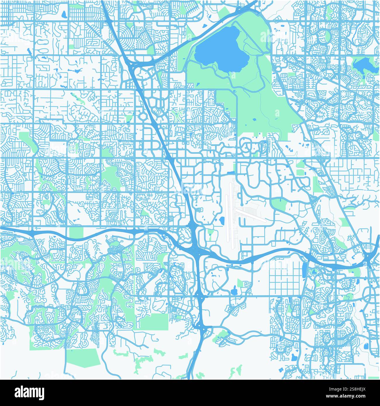 Map of Centennial in Colorado in a professional blue style. Contains ...
