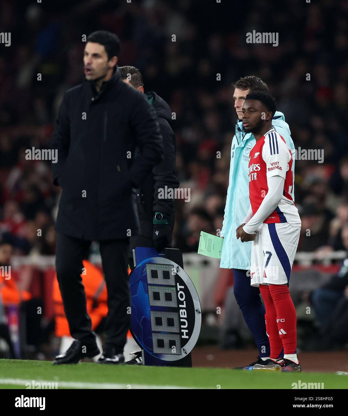 London, UK. 22nd Jan, 2025. Arsenal's Nathan Butler-Oyedeji comes on ...